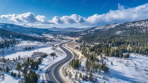 Aerial Drone View Of The Beautiful Mirror Lake Highway Famous S Curve
