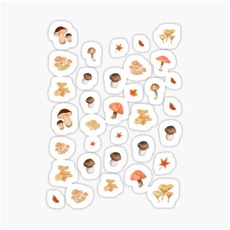 Cute Mini Mushroom Sticker Pack Sticker For Sale By Mamedesign Redbubble