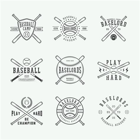 Set Of Vintage Baseball Logos Emblems Badges And Design Elements