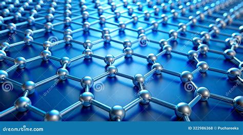 Graphene Hexagonal Lattice Nanostructure Made Of Carbon Atoms Graphene Molecular Grid Blue