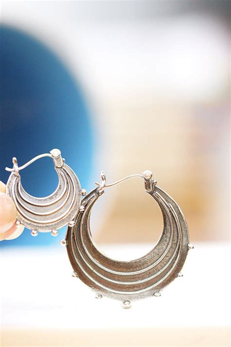 Silver Earrings Sterling Silver Hoop Earrings Round Silver Etsy