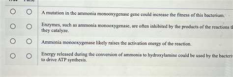 Solved A Mutation In The Ammonia Monooxygenase Gene Could
