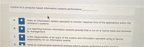 Solved Control Of A Computer Based Information Systems