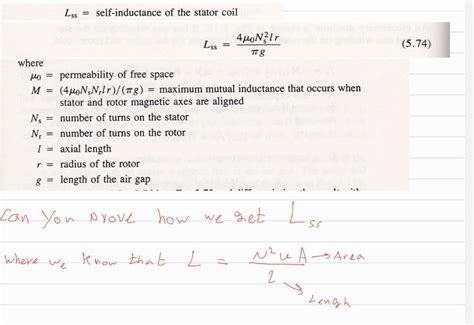 Solved Ls Self Inductance Of The Stator Coil 5 74 Mo