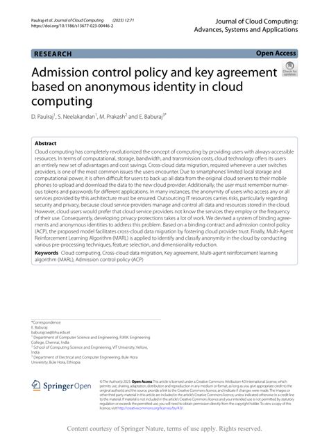 Pdf Admission Control Policy And Key Agreement Based On Anonymous