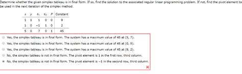 Solved Determine Whether The Given Simplex Tableau Is In