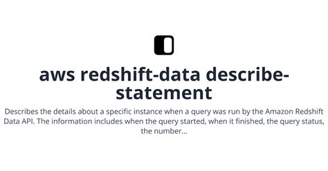 Aws Redshift Data Describe Statement Fig