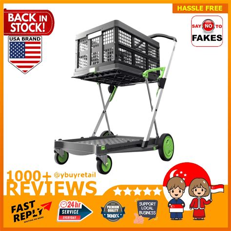 Clax Multi Use Functional Collapsible Carts Mobile Folding Trolley Shopping Cart With Storage