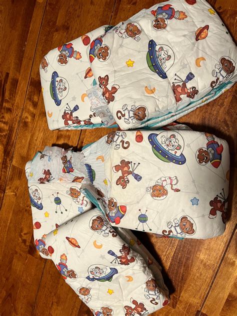 Crinkles Medium Diapers With Astronaut Design Abdl Adult Etsy