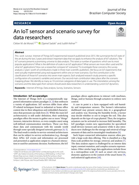 pdf an iot sensor and scenario survey for data researchers