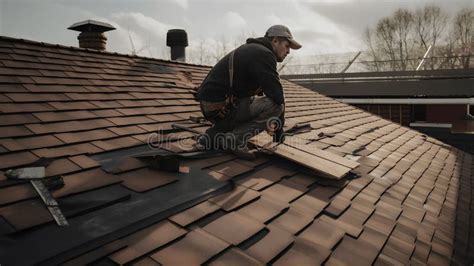 A Man Working On The Roof Of A House Stock Illustration Illustration Of People Sculpture