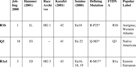 Conversion Table For Y Chromosome Haplogroups Download Scientific Diagram