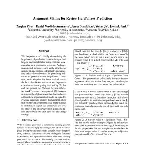 Argument Mining For Review Helpfulness Prediction Acl Anthology