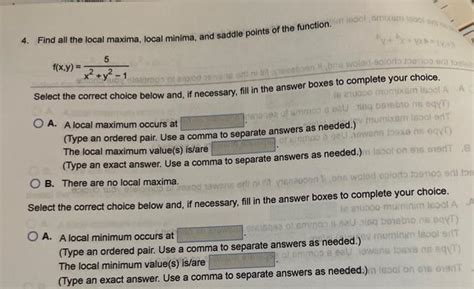 Solved 4 Find All The Local Maxima Local Minima And S