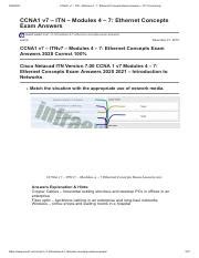 CCNA V ITN Modules Ethernet Concepts Exam Answers ICT Community Pdf