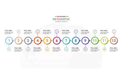 12단계 프로세스 또는 옵션 프로세스 차트가 있는 기본 타임라인 인포그래픽 템플릿 프로세스 다이어그램 프레젠테이션 워크플로 레이아웃 순서도 인포그래프에