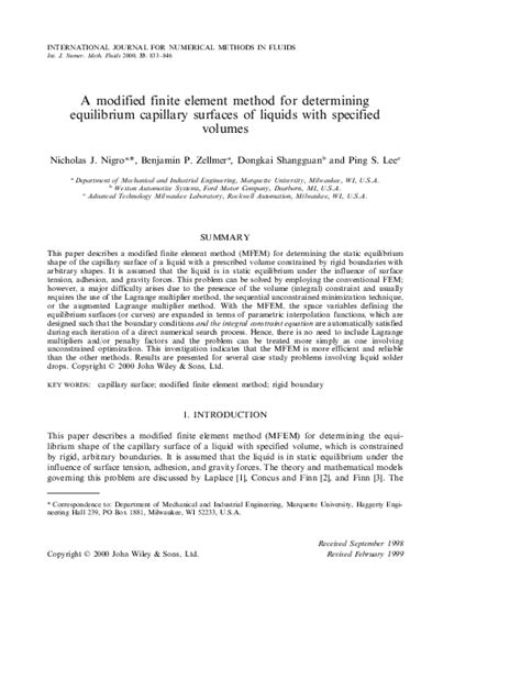 Pdf A Modified Finite Element Method For Determining Equilibrium