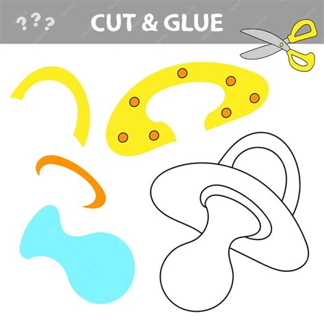 자르고 붙이기 아이들을 위한 간단한 게임입니다 젖꼭지 부분을 잘라서 붙입니다 프리미엄 벡터