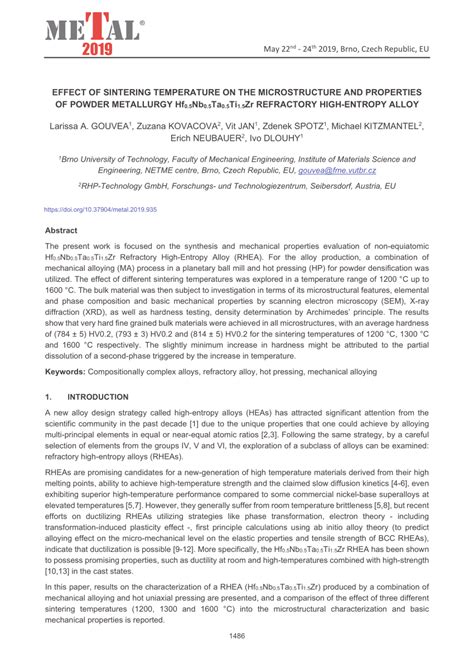 Pdf Effect Of Sintering Temperature On The Microstructure And