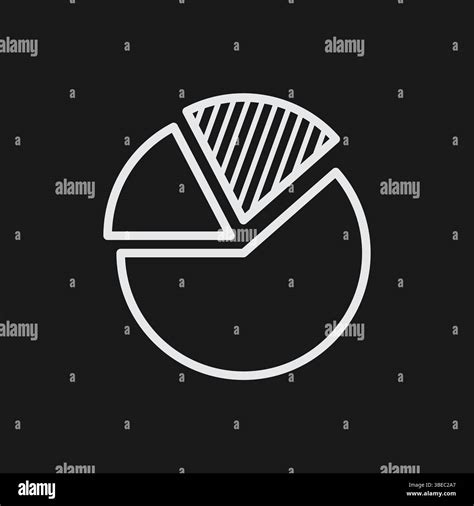 White Outline Icon Pie Chart With Segment On Black Background Representing Data Analytics Or
