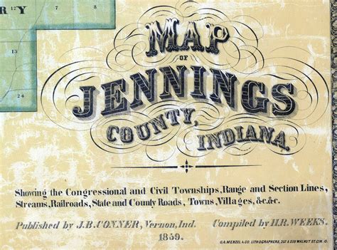 1859 Map Of Jennings County Indiana Genealogical Surveyor