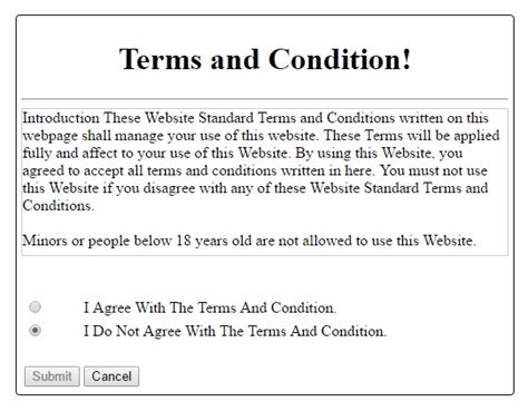 Simple Terms And Condition Dialog In Php Sourcecodester
