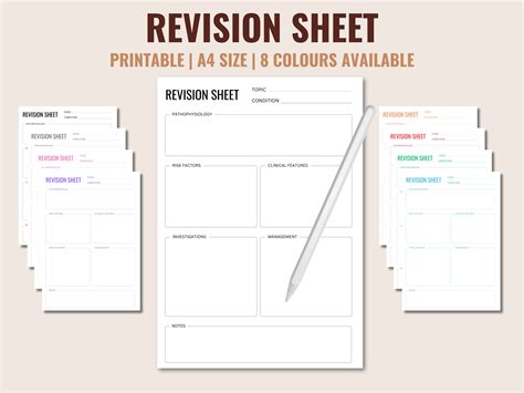 Medicine Revision Sheet Nursing Revision Sheet Minimalistic Revision Template Revision