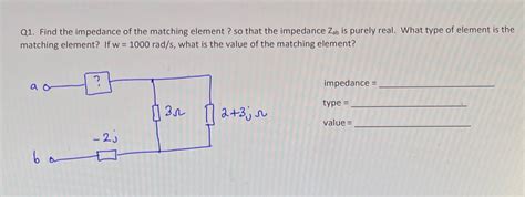 Solved Find The Impedance Of The Matching Element So That The Impedance Course Hero