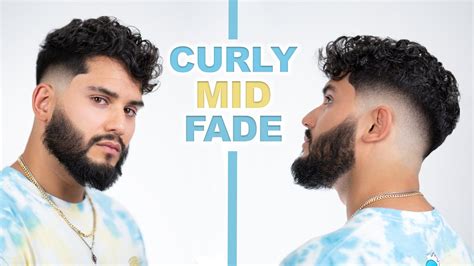 Curly Mid Fade And Beard Haircut Tutorial Youtube