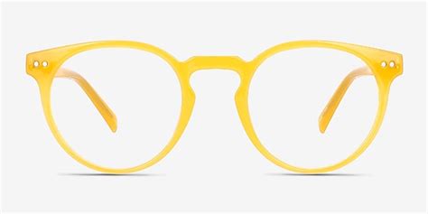 Oak Round Crystal Yellow Full Rim Eyeglasses Eyebuydirect