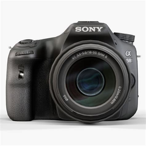Sony Slt A58 Dslr Camera Kit Dt 18 55mm F 3 5 5 6 Sam Ii Lens 3d Model 58 Dae Fbx Max Ma