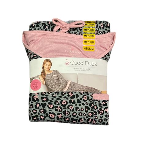 Cuddl Duds Womens Brushed Sweater Knit Long Sleeve Pajama Set 2 Piece