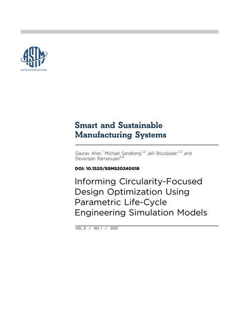Pdf Informing Circularity Focused Design Optimization Using Parametric Life Cycle Engineering