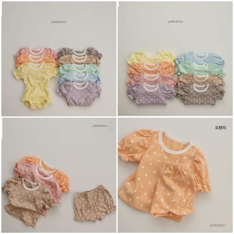 Bộ Peekaboo Hàn Quốc Cộc Bèo Chấm Bi Nhún Bubble