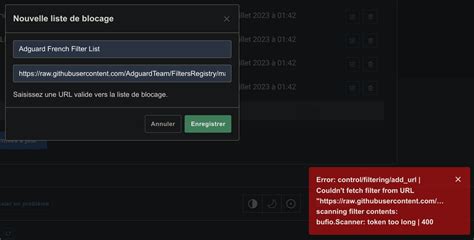 Error When Adding A Customized Filter From Adguard · Issue 6016