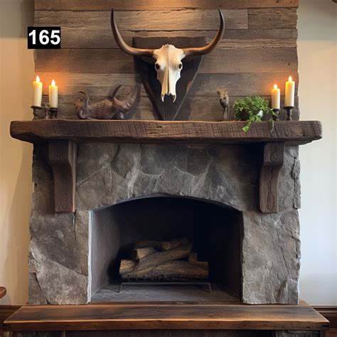 Gorgeous Reclaimed Wood Beam Fireplace Mantel With Wooden Corbels 165