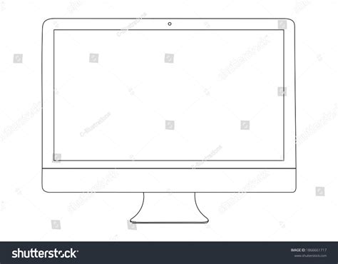 Lcd Led Desktop Monitor Line Drawing Stock Vector Royalty Free 1866661717 Shutterstock