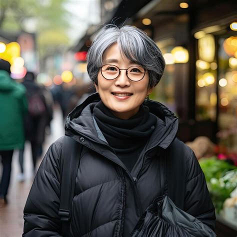 Premium Ai Image Smiling Asian Woman On A Street Filled With Hidden