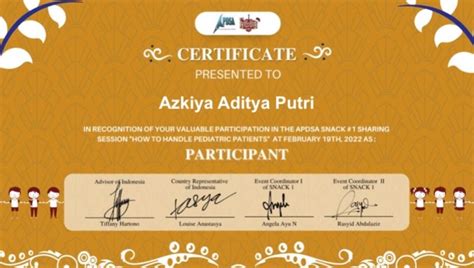 Azkiya Aditya On Linkedin I Just Got The Certificate Of The Participant In Apdsa Snack A Sharing…