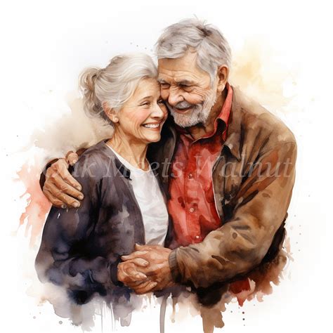 Old Couple In Love Watercolor Clipart Bundle Digital Download Etsy