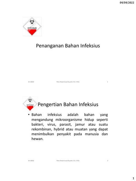 Pertemuan 7 Penanganan Bahan Infeksius Pdf