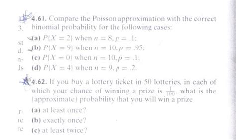 Solved 461 Compare The Poisson Approximation With The