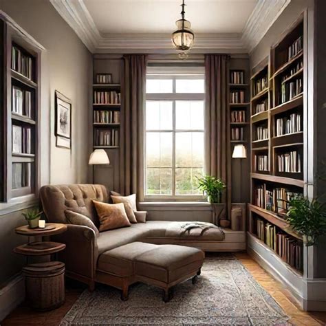 A Room With A Couch And A Bookcase With A Bookcase In It Premium Ai