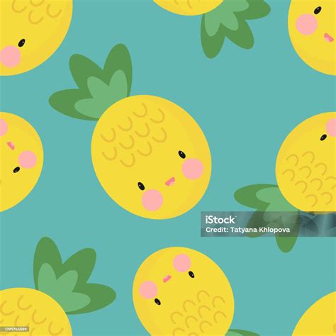 파인애플과 원활한 패턴 벡터 일러스트레이션 인사말 카드 포스터 배너 카드 팩에 인쇄 옷 직물 벽지에 인쇄 0명에 대한 스톡 벡터 아트 및 기타 이미지 Istock