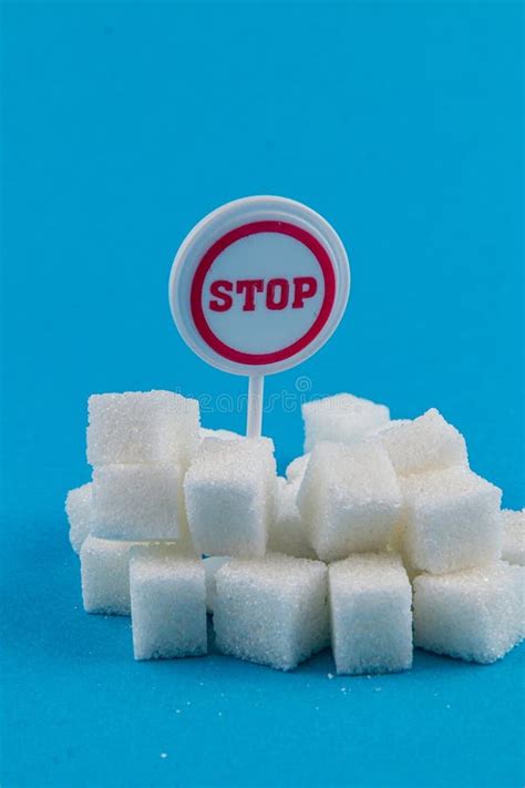 Sugar Cubes Stacked With A Stop Sign Indicating Limits On Consumption Stock Image Image Of
