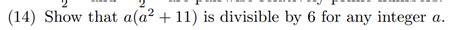 Solved 14 ﻿show That Aa211 ﻿is Divisible By 6 ﻿for Any