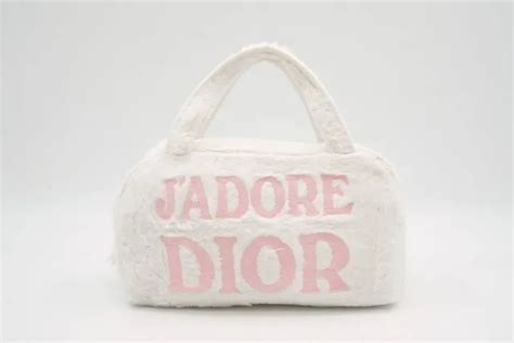 Christian Dior Jadore Mini Tote Hand Bag Logo Pile Fabric White Pink