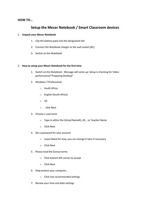 Setup The Mecer Notebook Smart Classroom Devices Docslib