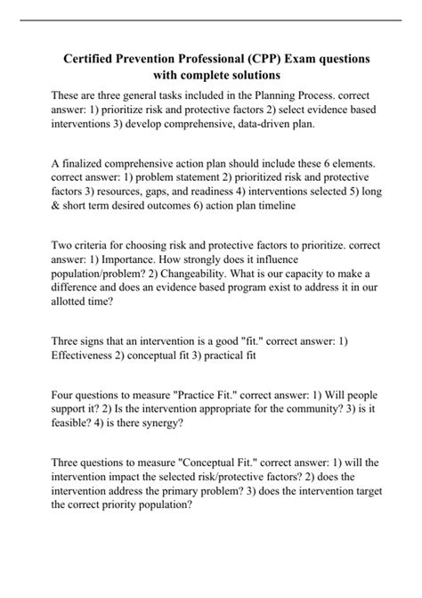 certified prevention professional cpp exam questions with complete solutions certified