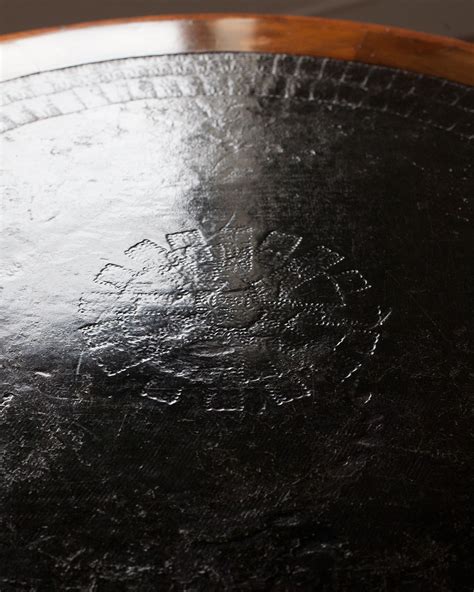 Small Antique Drum Table Rent Table Leather Top Round Table Tripod Tables Antique